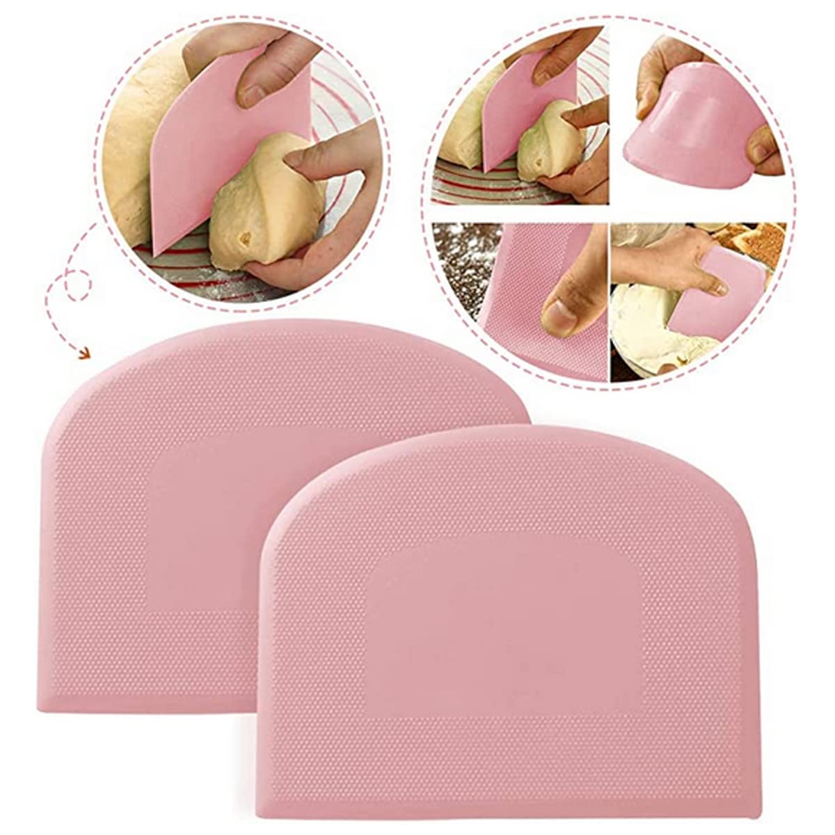 BOMJJOR Dough Bowl Scraper Silicon Dough Scrapers Home Kitchen Food Grade PE Backing Dough Blenders Hard Cutter for Cooking Bread Cake Mixing Dough Scrapers 4 Pack