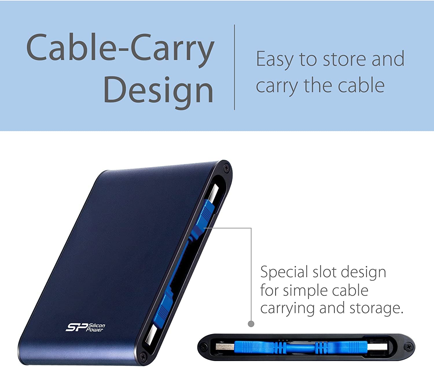 Silicon Power 1TB Rugged Portable External Hard Drive Armor A80, Waterproof USB 3.0 for PC, Mac, Xbox and PS4, Blue