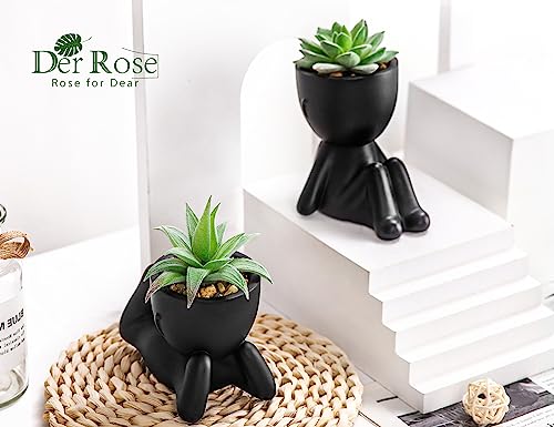 Der Rose Set of 2 Fake Plants Artificial Succulent Plants for Office Desk Accessories Bathroom Home Room Aesthetic Decor Indoor