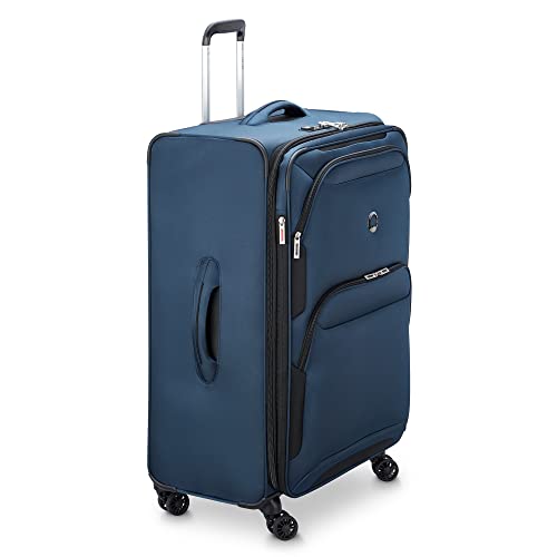 DELSEY Paris Sky Max 2.0 Softside Expandable Luggage with Spinner Wheels, Blue, 3 Piece Set