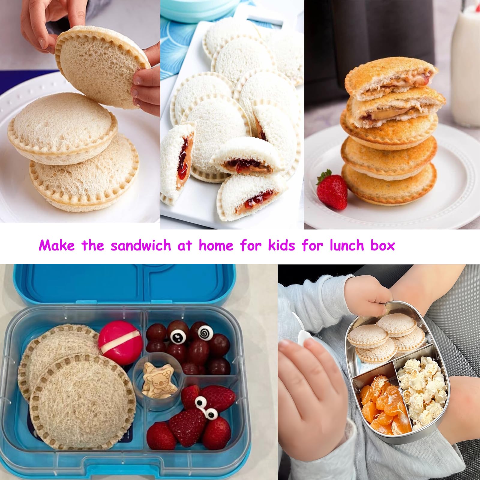 BOSIDETOOL Sandwich Cutter and Sealer, Decruster Sandwich Maker for kids lunch Uncrustable Sandwich Maker,Easy for School Lunchbox and Bento Box Grey