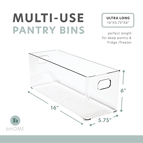 Clear Plastic Storage Bins, Stackable Pantry Organization and Storage Containers Clear Organizing Bins, Cabinet & Pantry Organizer Bins for Organizing Bathroom, Kitchen, Fridge, Freezer Organizer Bins