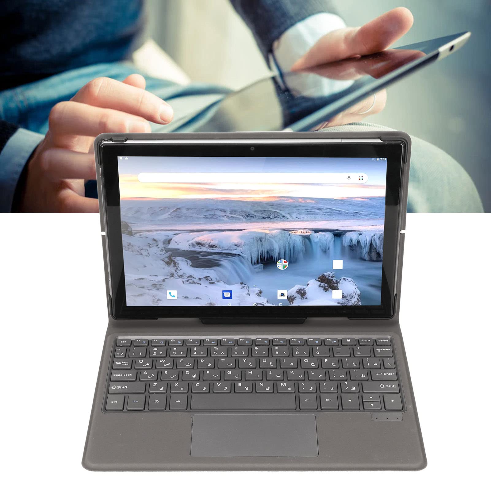 Bewinner 2 in 1 Tablet for Android 11, 10.1in IPS HD Screen, 6GB RAM 128GB ROM, Octa Core Processor, Dual Sim 4G Call Tablet with Magnetic Keyboard, 5G WiFi Tablet PC (US Plug)