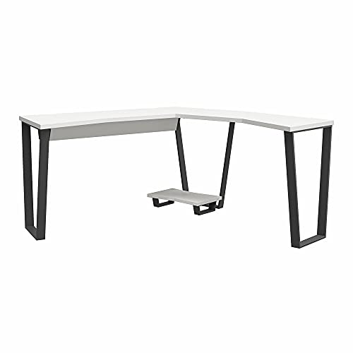 NTENSE Genesis Gaming L-Shaped Desk with CPU Stand, Corner Desk, Home Gaming Desk, Writing Workstation, Battle Station, Ergonomic Desk, Space Saving, White