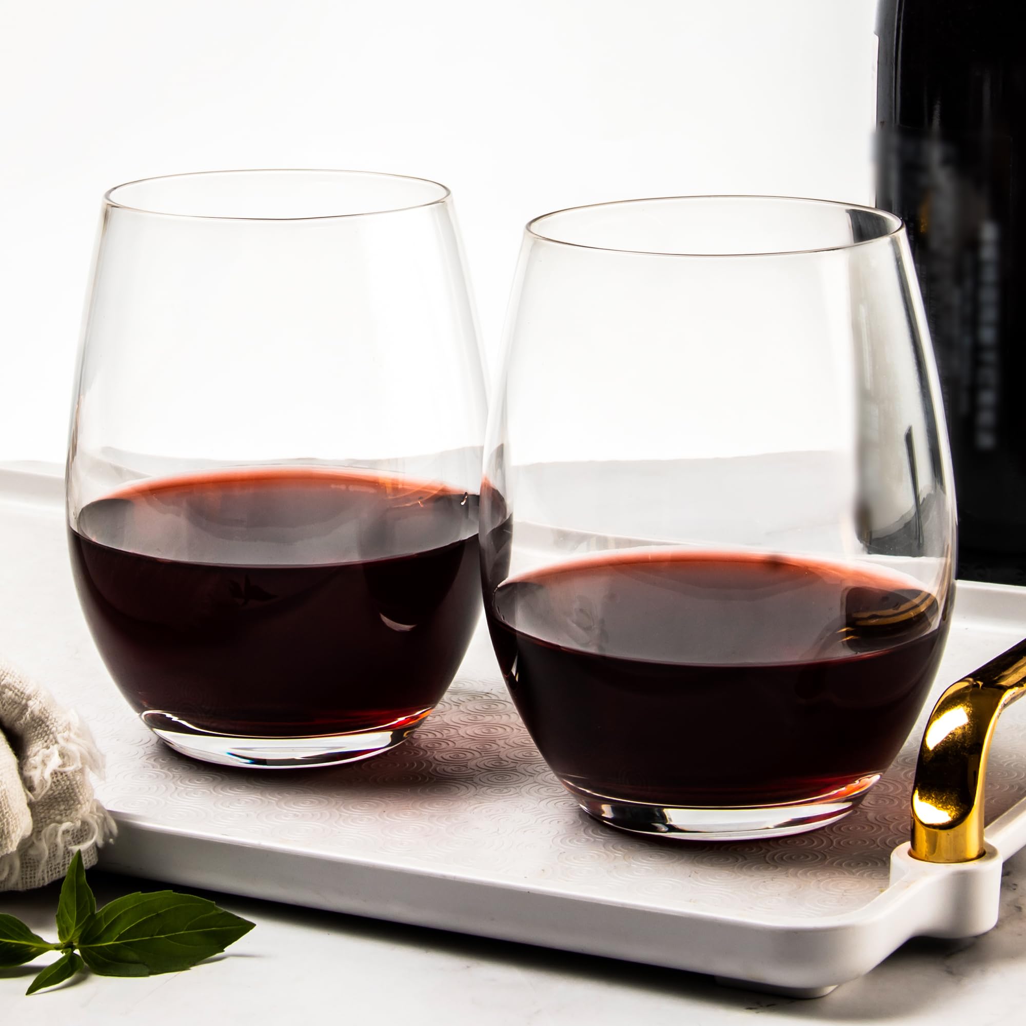 Stemless Wine Glasses, 15 oz Stemless Glasses Set of 12 for Red or White Wine, Stemless Glassware, No Stem Wine Glasses, Drinking Glasses, Clear