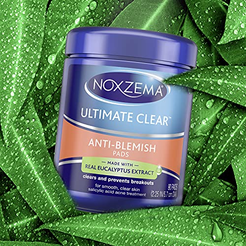 Noxzema Ultimate Clear Face Pads Clears & Prevents Acne Anti-Blemish Made with Over 60% Alcohol 90 Count