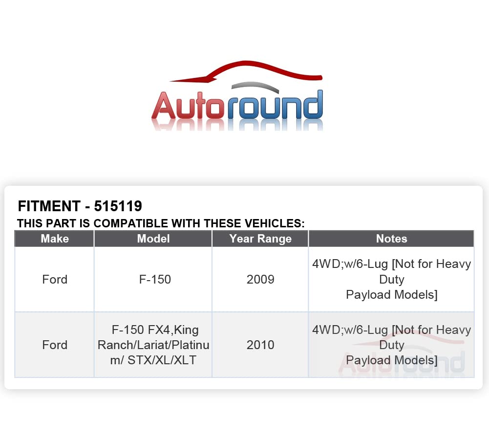 Autoround 4WD Front Wheel Hub and Bearing Assembly 515119 Compatible with Ford F-150 2009 2010 6 Lug w/ABS