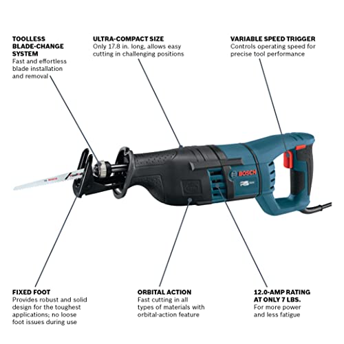 BOSCH RS325 120-Volt 12-Amp Reciprocating Saw - US , Blue