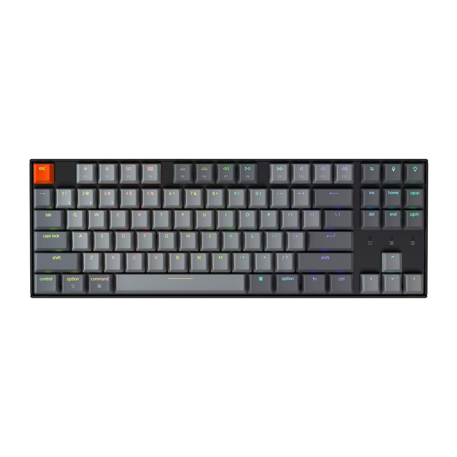 Keychron K8 Hot-swappable Wireless Bluetooth 5.1/Wired USB Mechanical Gaming Keyboard, Tenkeyless 87 Keys Computer Keyboard with Gateron G Pro Blue Switch RGB Backlight N-Key Rollover for Mac Windows