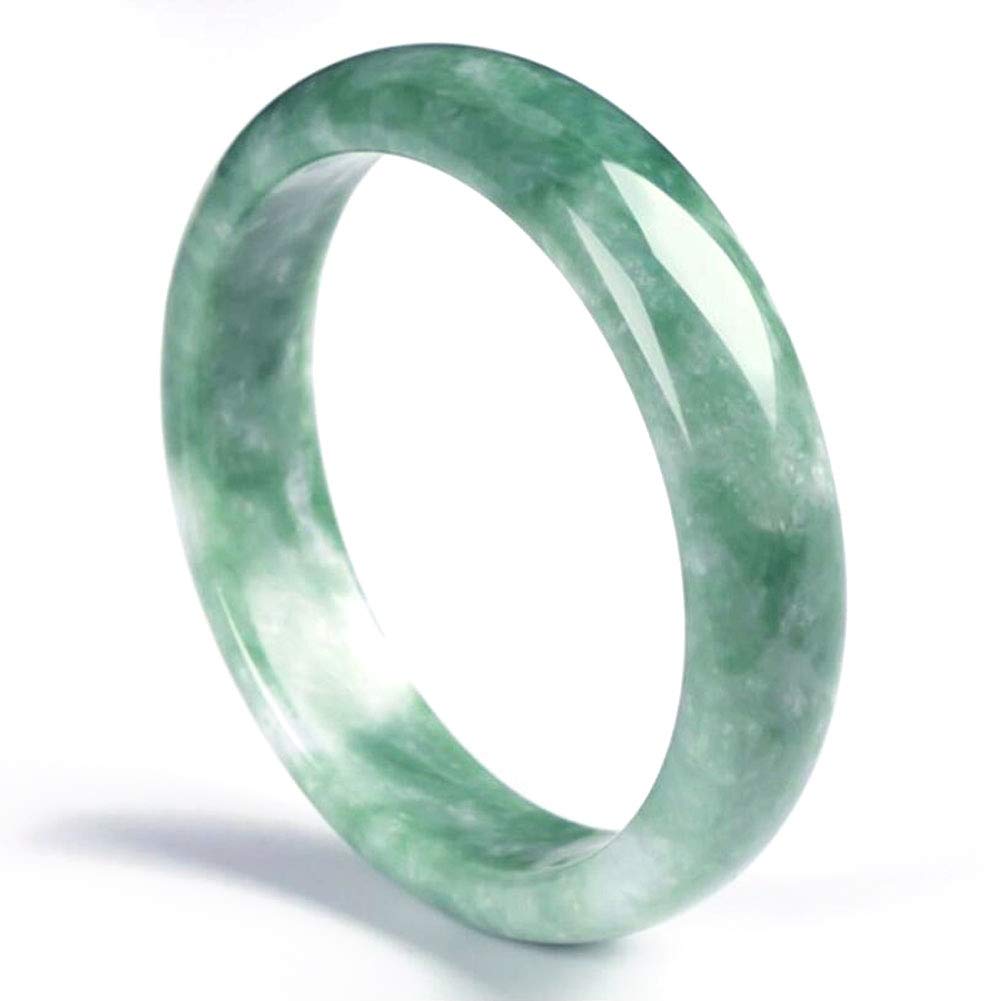 Auspicious Cloud Natural Calcite Jade Bangle Bracelet For Womens Green Color (Medium Size(60-61))