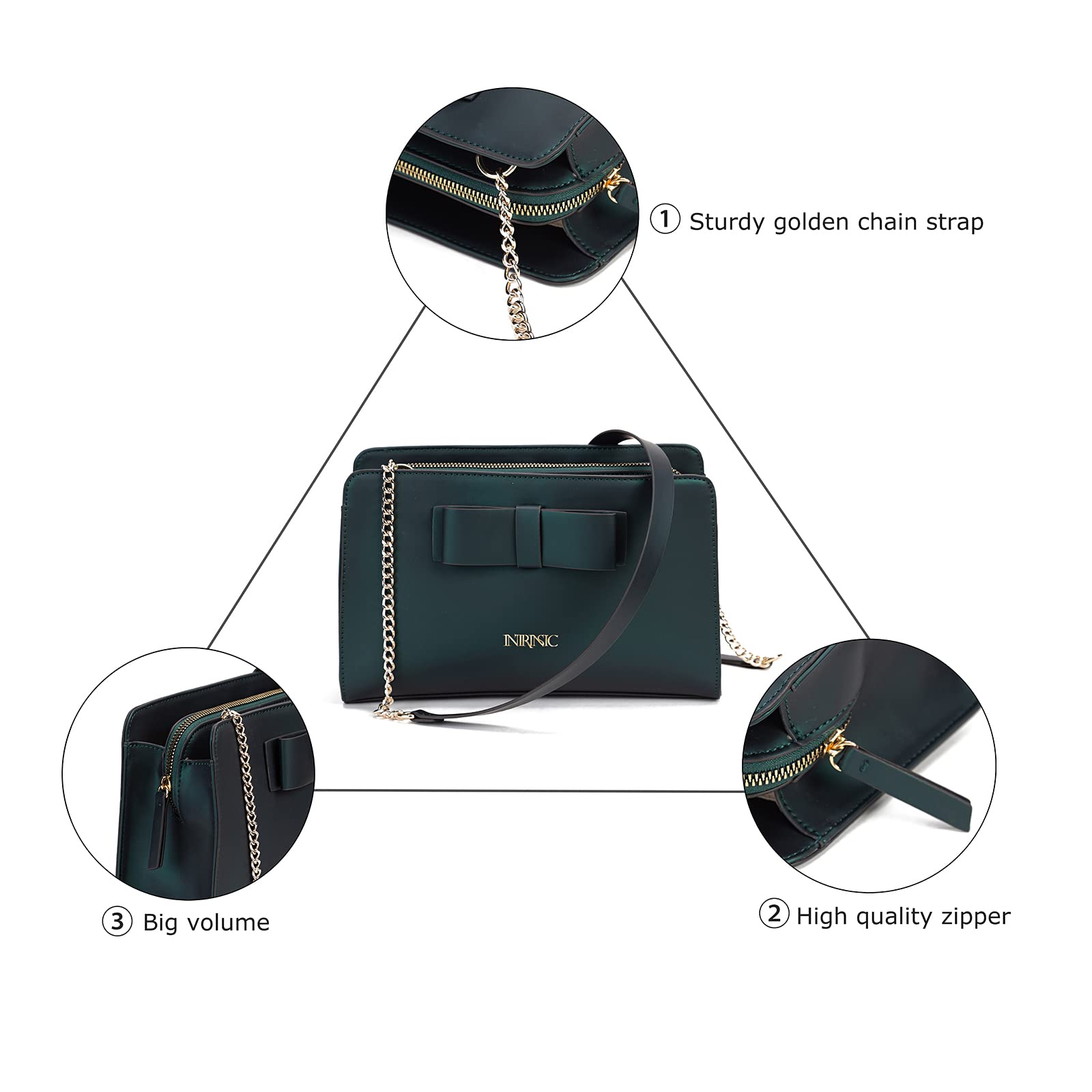 Intrinsic Vegan Leather Small Chain Side Purse Mini Crossbody Bags for Women