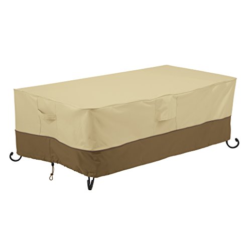Classic Accessories Veranda Water-Resistant 56 Inch Rectangular Fire Pit Table Cover, Outdoor Table Cover, Pebble/Bark/Earth