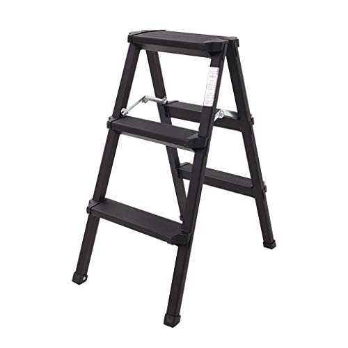 PENGJIE Folding Ladder Step Stool Ladder Stool 3 Step Folding Aluminum Heavy Duty Steel Portable Anti Slip Mat Tread Compact 150 Kg Capacity