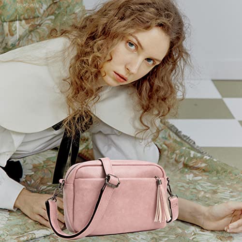 myfriday Lightweight Medium Crossbody Bag for Women, Camera Shoulder Purses Pocketbooks with Tassel and Triple Zipper Pocket