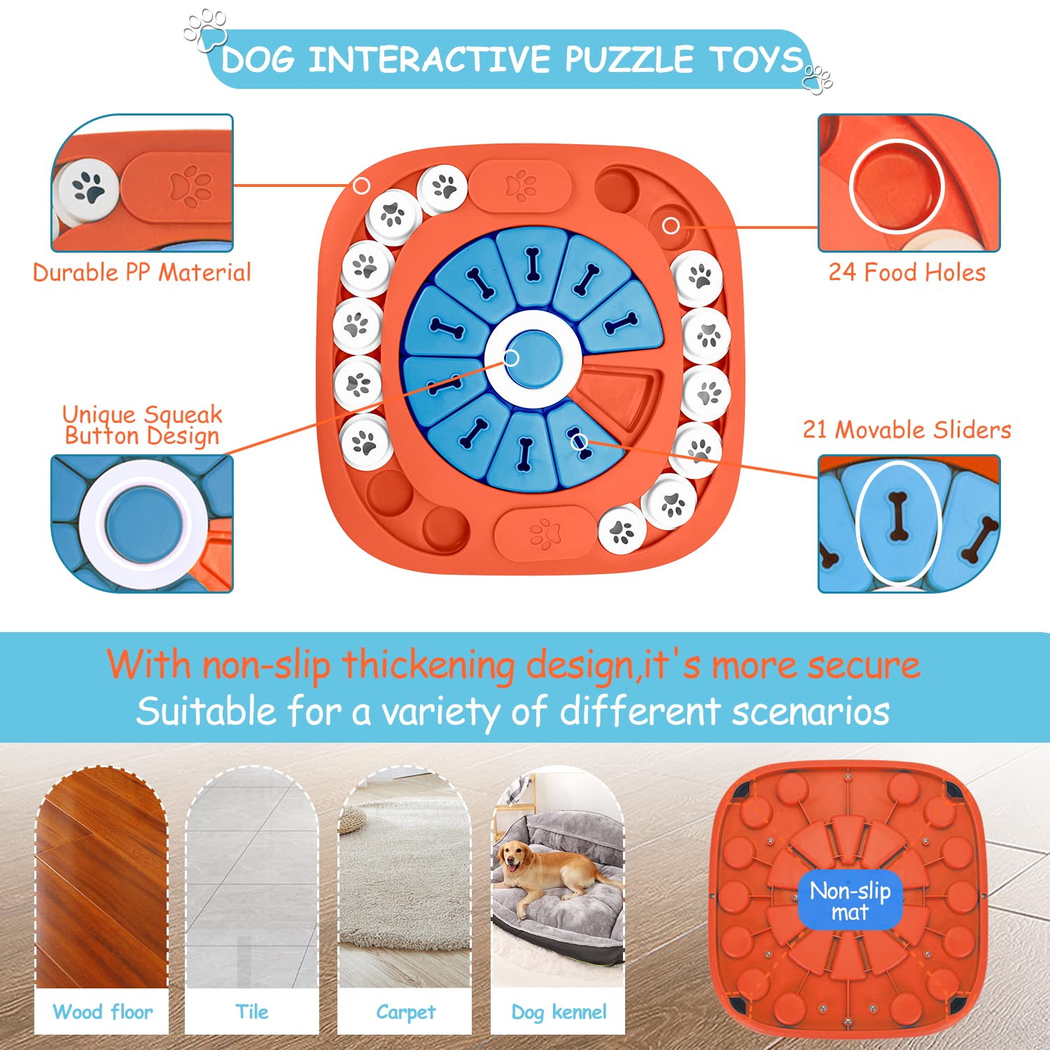 knitly Dog Puzzle Toys for IQ Training & Mental Enrichment, Interactive Dog Toys for Large Medium Small Dogs,Dog Treat Puzzle Dispensing Slow Feeder with Squeaky Design for Training & Fun Feeding
