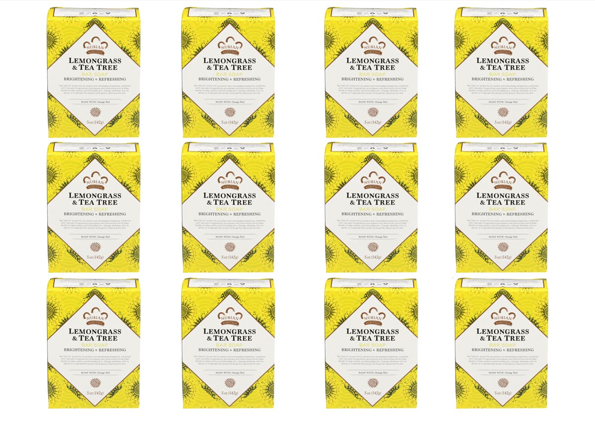 Nubian Heritage Lemongrass & Tea Tree Bar Soap, 5 oz (Pack of 12)