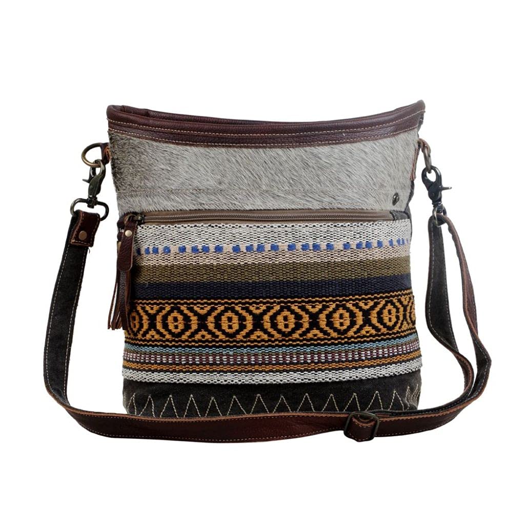 Myra Bag Adaptable Shoulder Bag UpcycledCotton & Cowhide LeatherS-2864