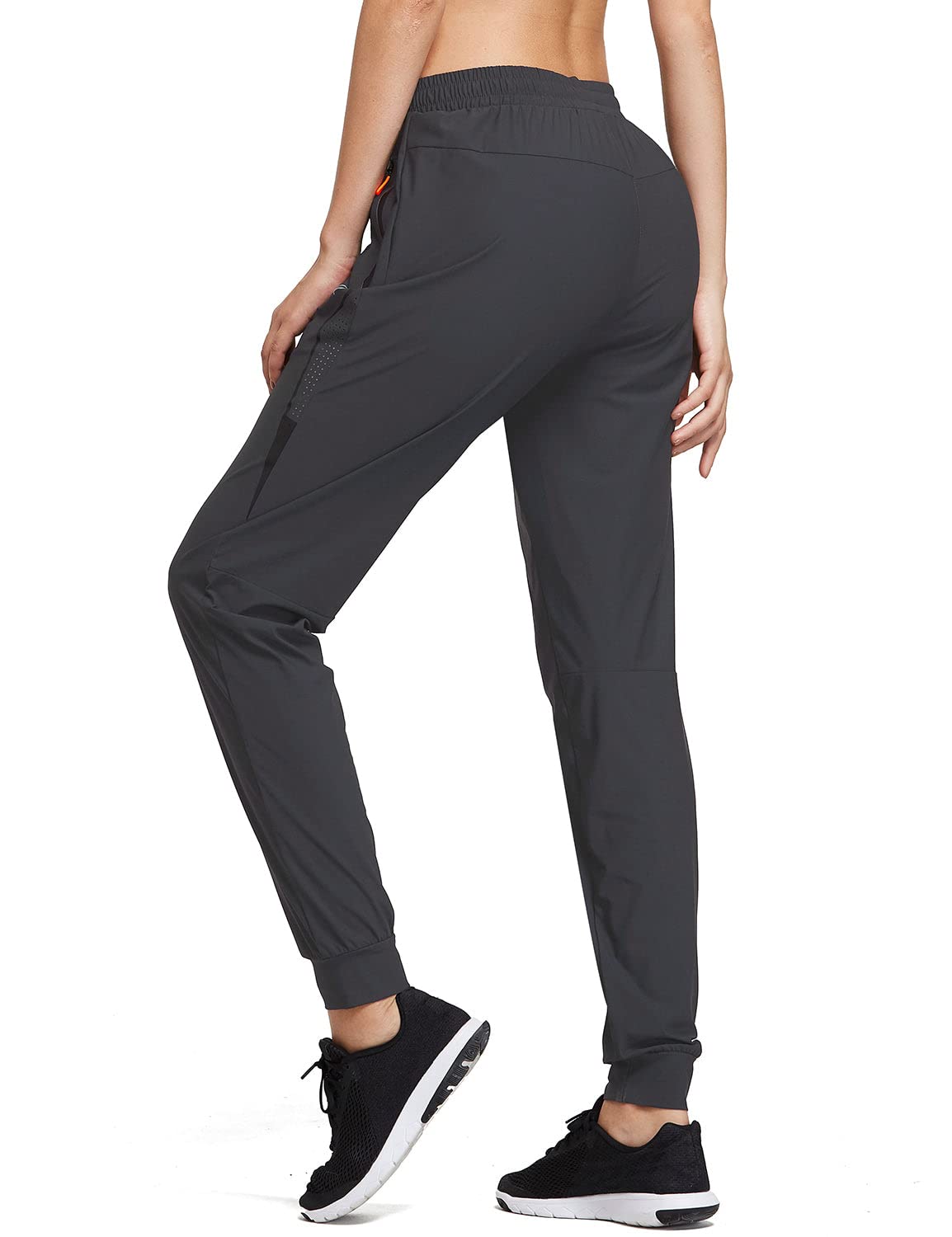 BALEAF Hiking Pants Women Joggers Workout Athletic Lightweight Running Travel Track Pants Quick Dry 2 Zipper Pockets Dark-Gray S