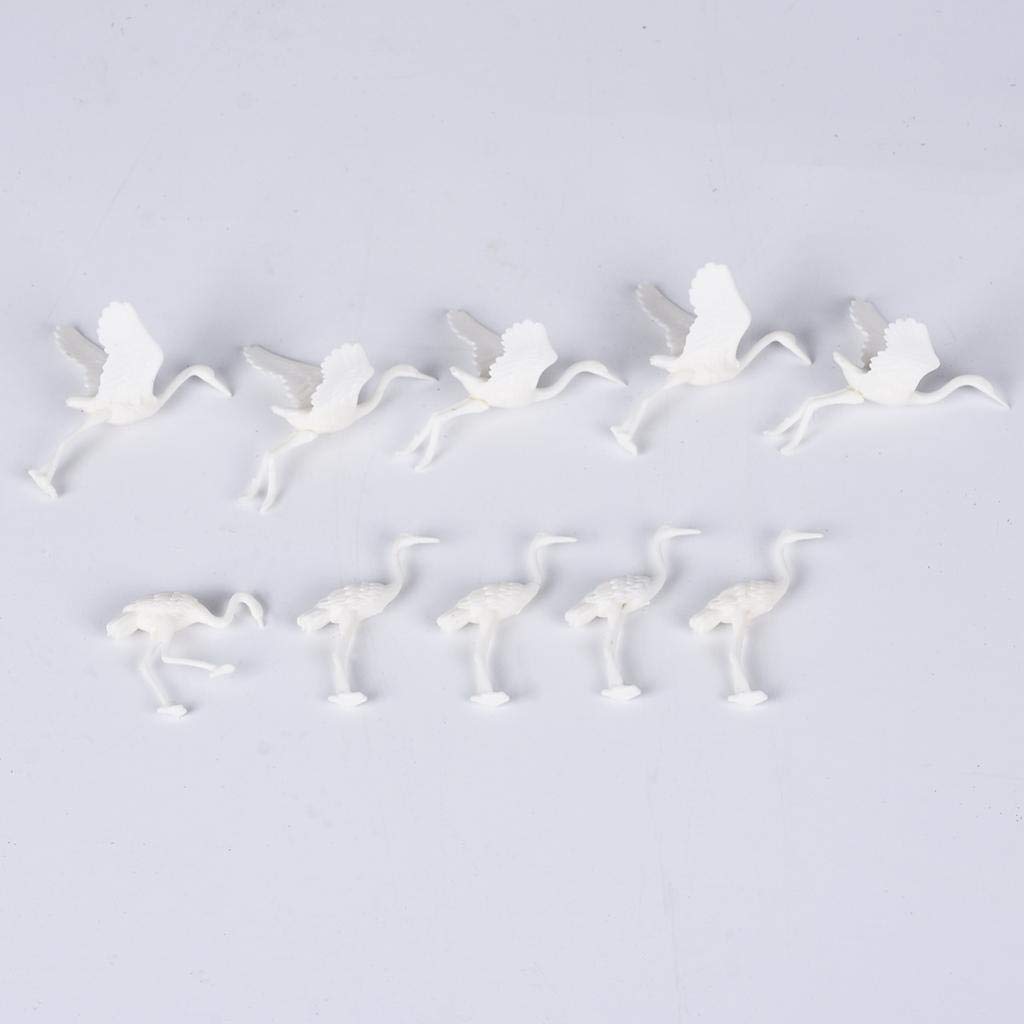 B Baosity 10 Miniature Pieces Figures Bird Crane 4x4x3cm