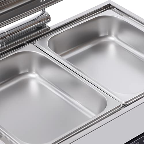 Electric Chafing Dishes - Stainless Steel Buffet Servers 9QT Food Warmer Commercial Chafing Dishes Temp Display Stainless Clear Lid&Handle for Catering (Steel A)