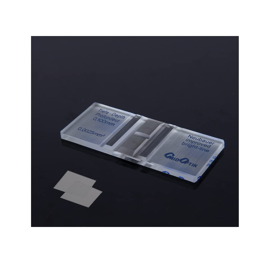 Cell Counting Chamber,Improved Neubauer Hemocytometer with Bright Line and 2 pcs Cover Glass