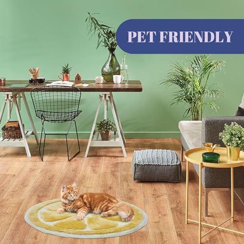 Beyond Deco Lemon Kitchen Decor Rug 35” inches, Hand Tufted Trendy Aesthetic Decorative Soft Area Rugs - Non Slip Hypebeast Machine Washable Anime Kawaii Bathroom Rug, Fruit Bath Mat