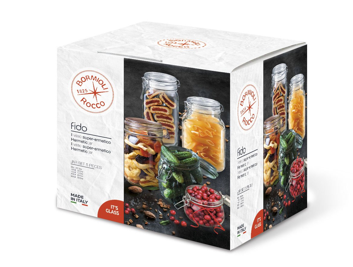 Bormioli Rocco Fido Clear Glass 5 Piece Canning Jar Set