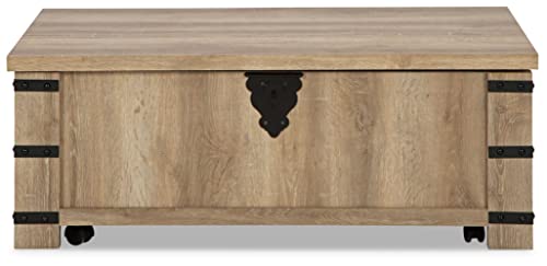 Signature Design by Ashley Calaboro Casual Lift-Top Rustic Coffee Table, Light Brown & Black
