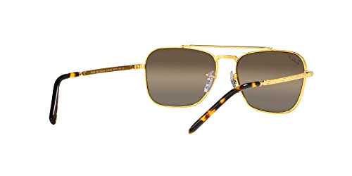 Ray-Ban RB3636 New Caravan Square Sunglasses, Legend Gold/Polarized Clear Gradient Dark Brown, 55 mm