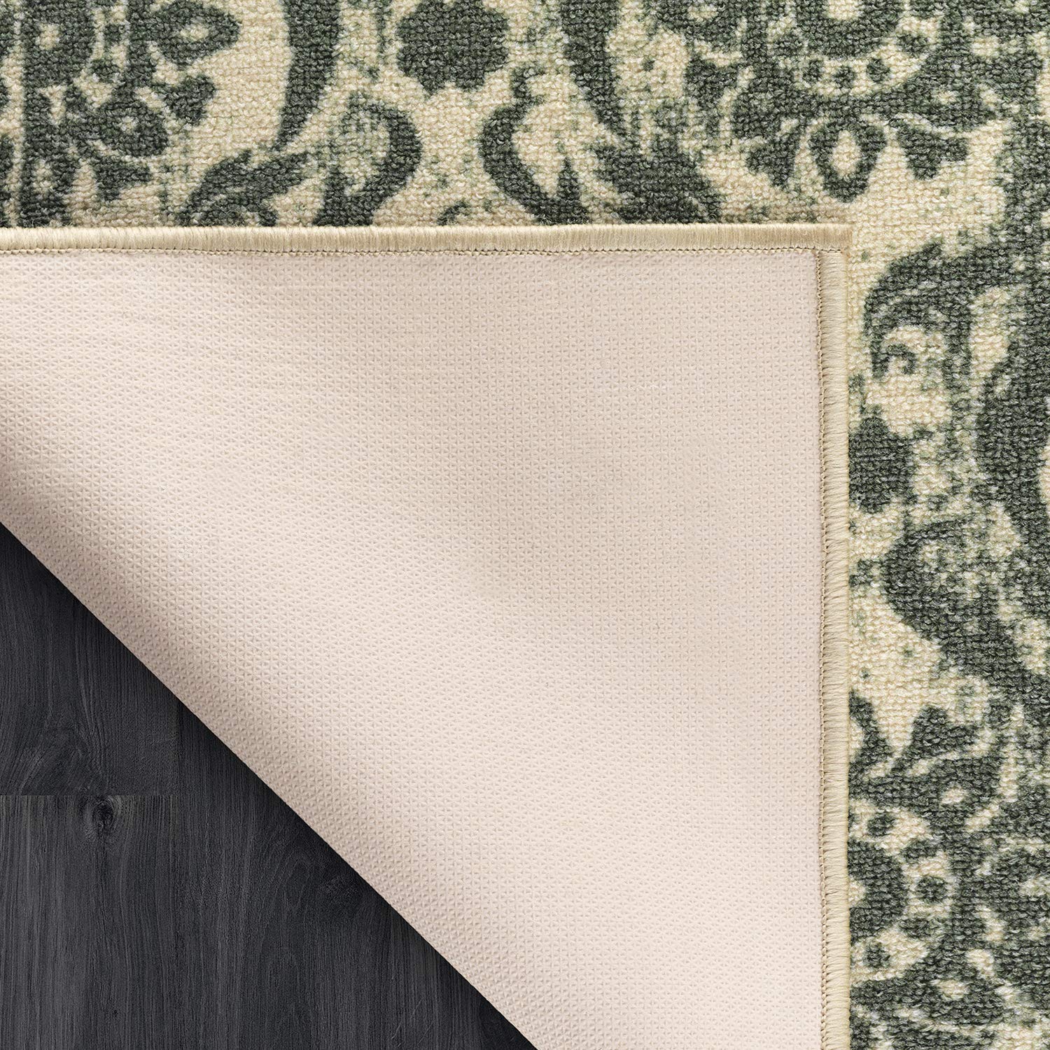 Antep Rugs Alfombras Non-Skid (Non-Slip) 8x10 Rubber Backing Floral Geometric Low Profile Pile Indoor Area Rugs (Dark Green, 7'10" x 10')