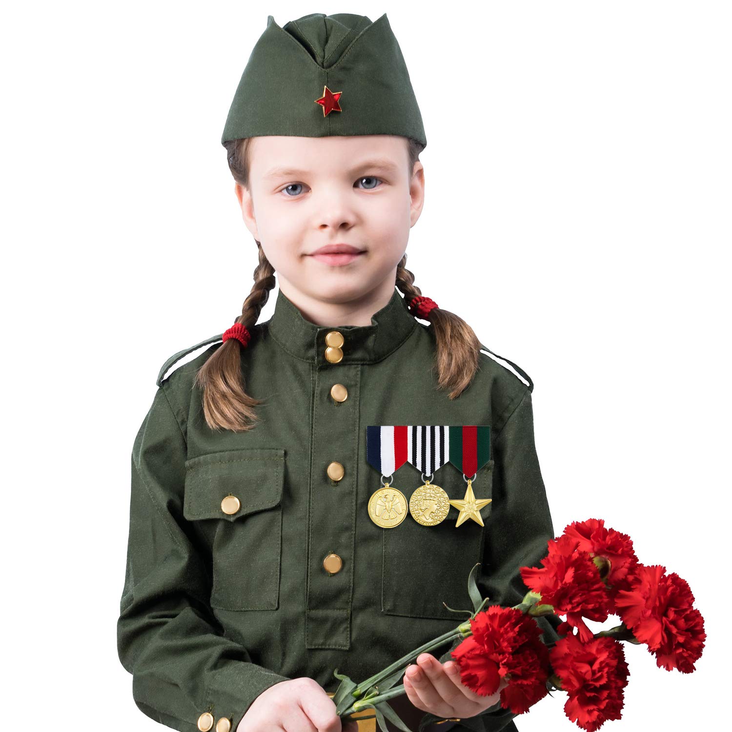 Hicarer 3 Sets Halloween Costume Military Badge Medal Combat Medal Plastic Military Medal Accessory for Women Men Coat Jacket Costume