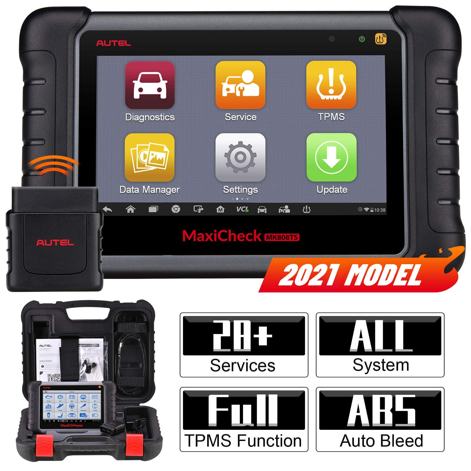 Autel MK808TS TPMS Diagnostic Scanner, 2021 Newest Upgraded Ver. Of MK808, MX808, 28 Services & All Systems Diagnostics, Complete TPMS and Sensor Programming