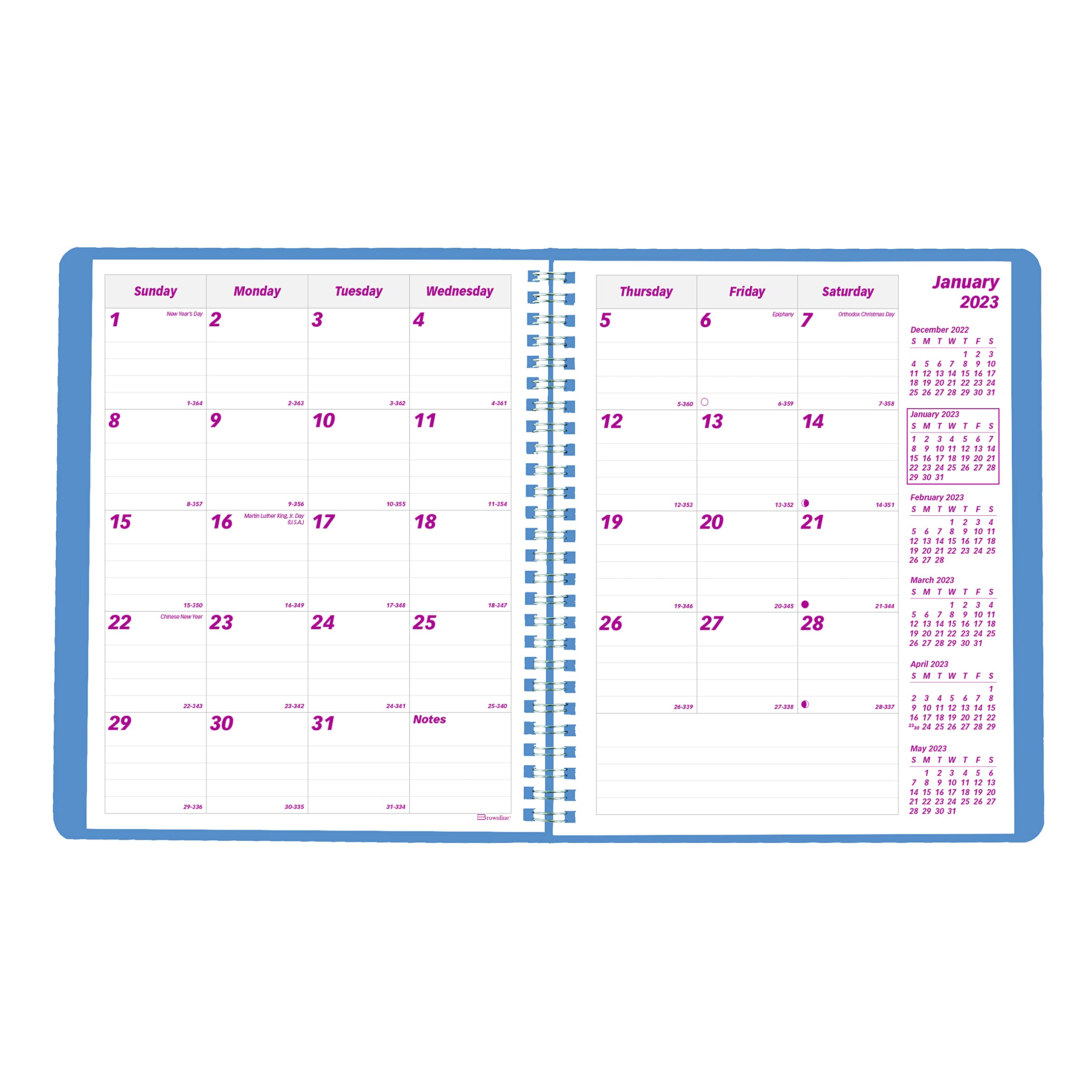 Brownline 2023 Essential Monthly Planner, 14 Months, December 2022 to January 2024, Twin-Wire Binding, 8.875" x 7.125", Mountain Green (CB1200G.03-23)