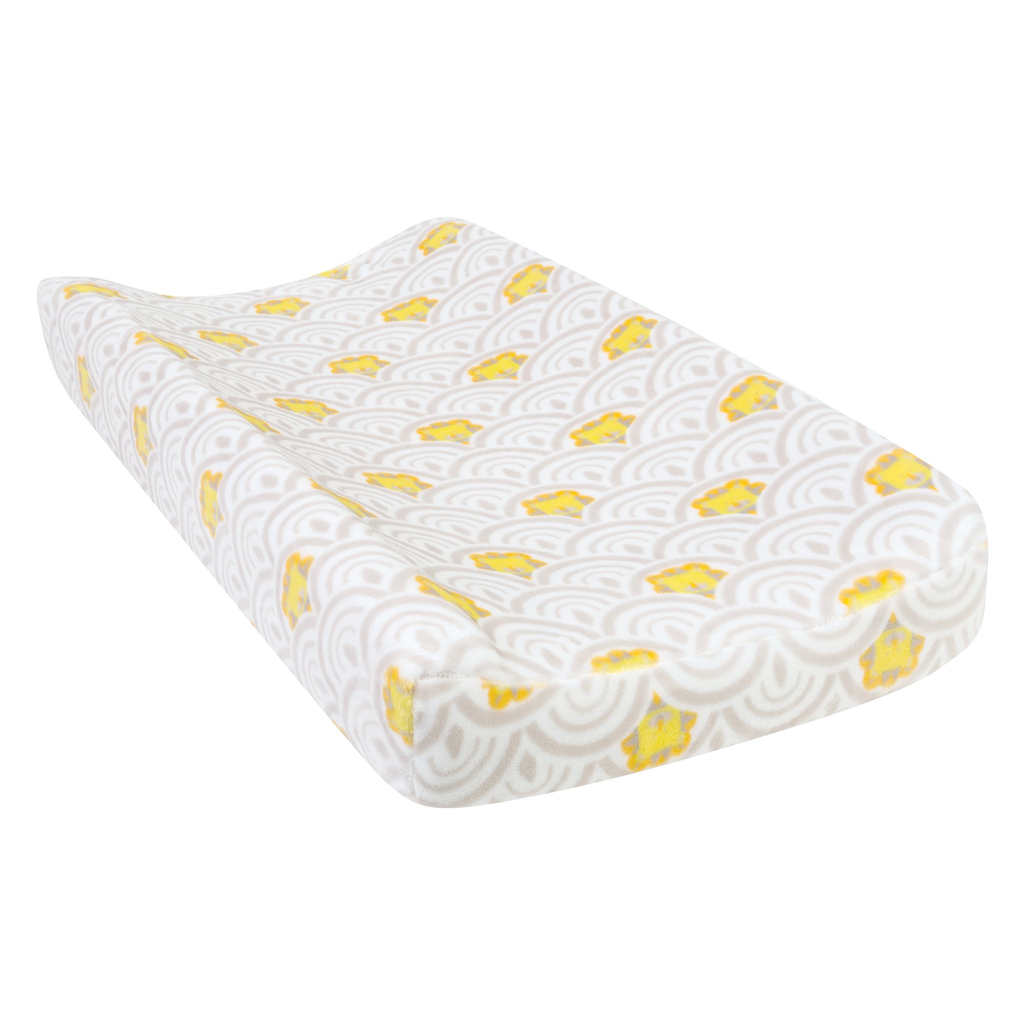 Trend Lab Plush Changing Pad Cover, Gray Art Deco Lions Scallop