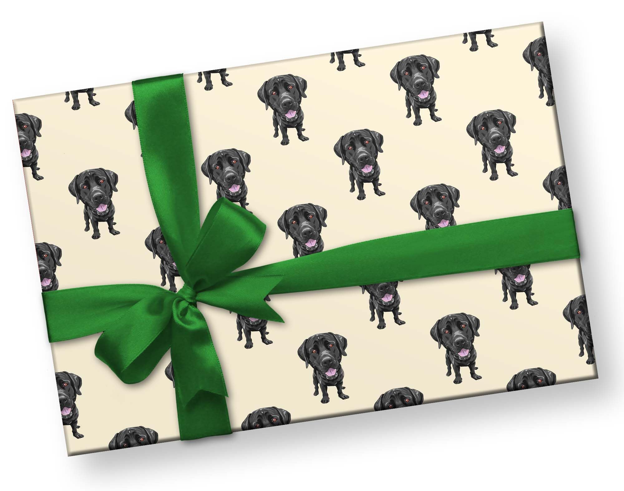 Cute Black Labrador Retriever Gift Wrap, Black Lab Wrapping Paper, Dog Christmas Birthday Party Decoration Decor (6 foot x 30 inch roll)