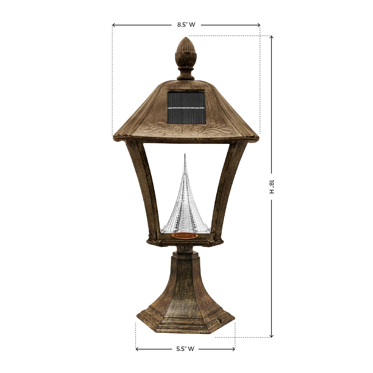 Gama Sonic GS-106FPW-WB Baytown Lamp, Outdoor Solar Light, Pole Pier & Wall Mount Kits, Warm & Bright White LED, Weathered Bronze