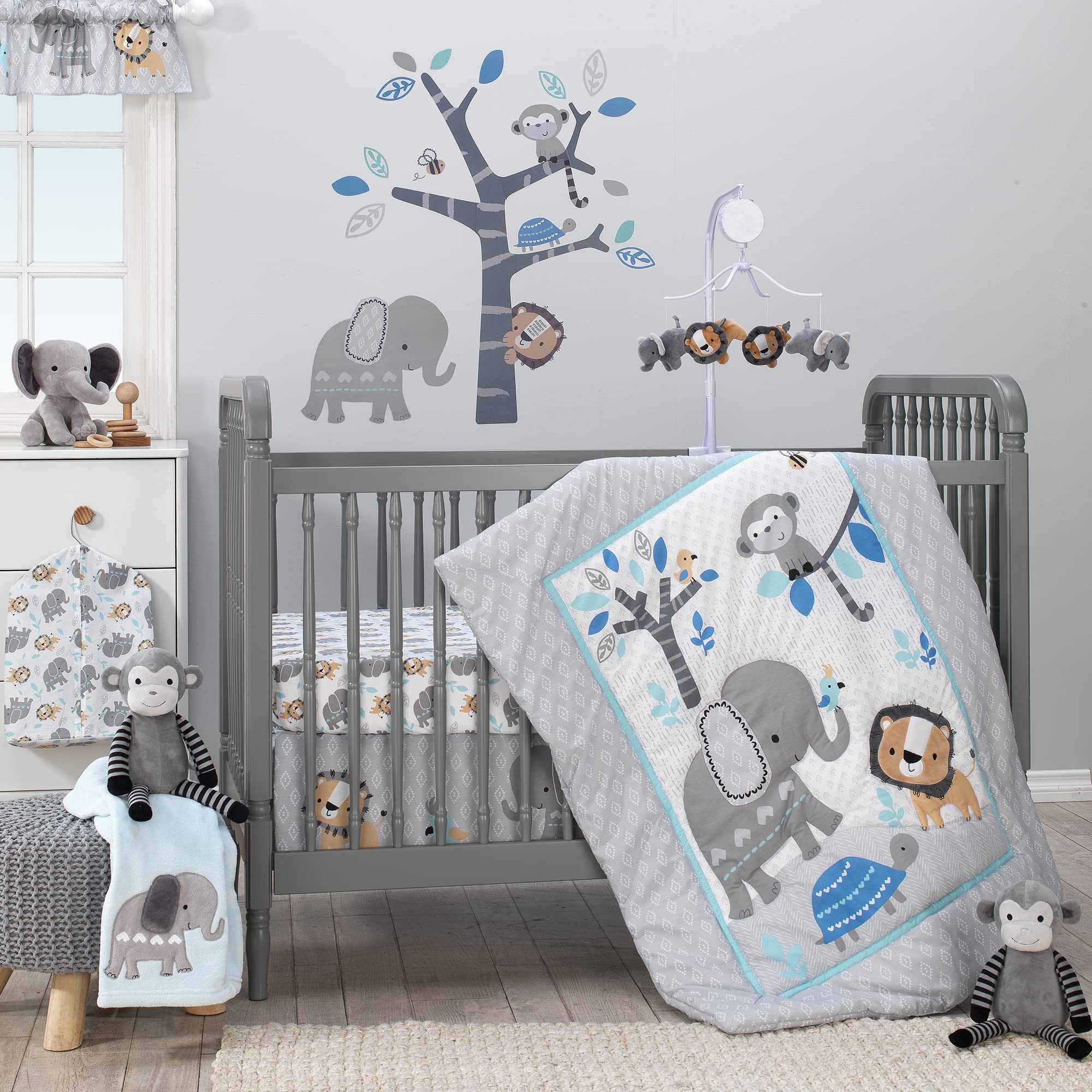 Bedtime Originals Jungle Fun Elephant/Lion 8-Piece Baby Nursery Crib Bedding Set