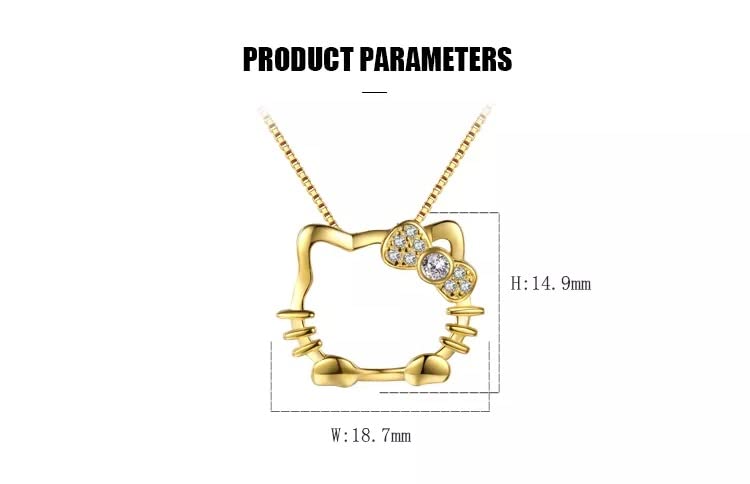 BPBeauty Co. Adorable Cute Kitty Necklace 925 Sterling Silver w/ 18k Gold Plating Cute Cat Pendant ABF