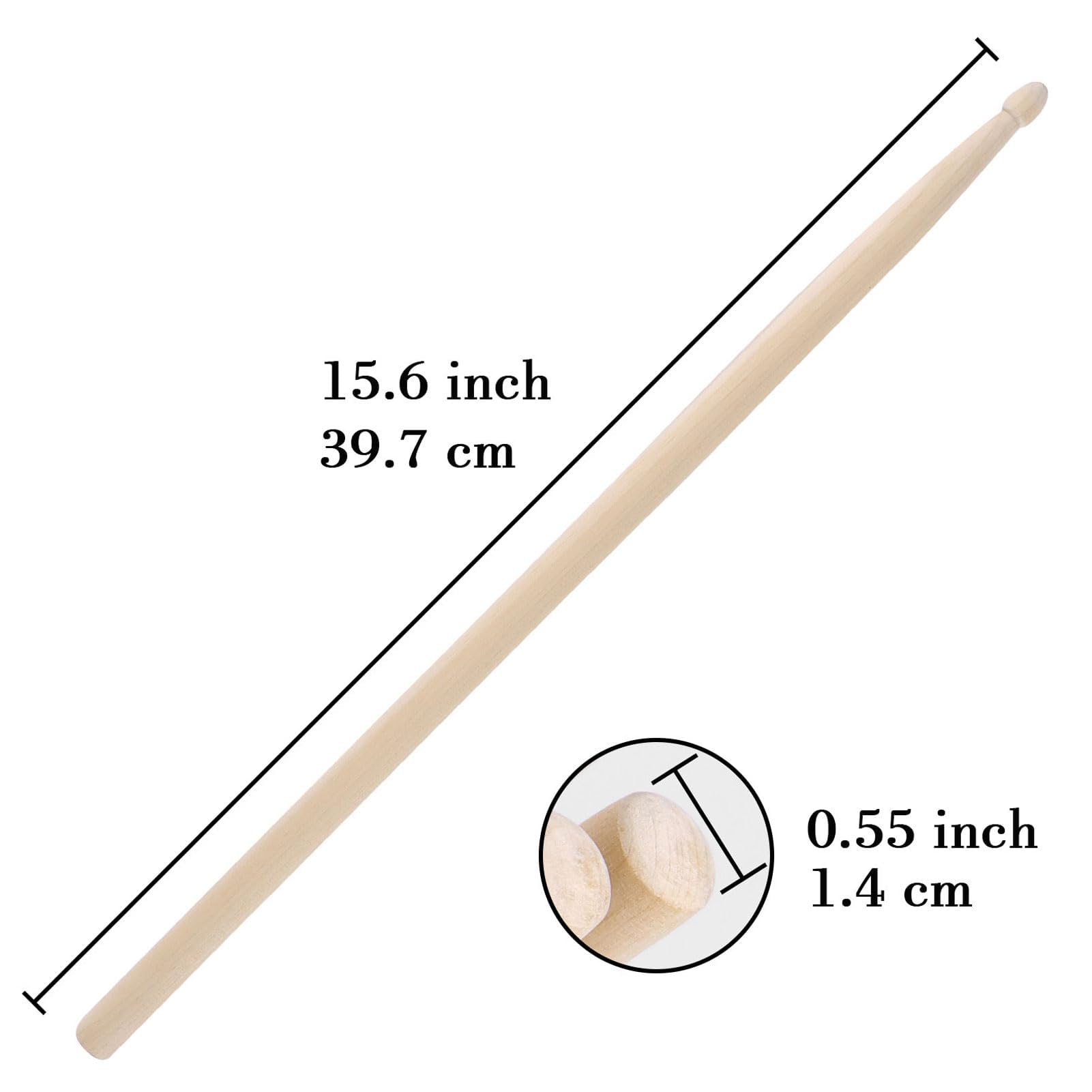 OIETON 2 Pairs Drum sticks 5A Classic Maple Wood Drumsticks Wood Tip Drumstick for Adults Kids and Beginners