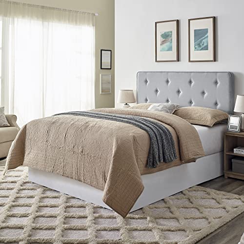 Classic Brands Maxwell Tufted Upholstered Headboard, Light Grey, Queen