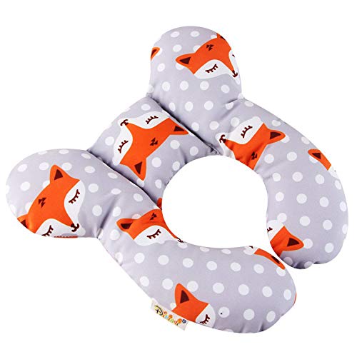 Liyic Baby Travel Pillow, Infant Head and Neck Support Pillow for Car Seat, for 0-1 Years Old Baby (Gray Fox)