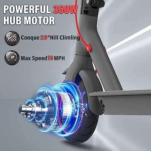 Electric Scooter for Adults with 350W Motor Up to 19 Mph & 19-21 Miles Long Range, 8.5β Solid Tires and E-ABS, Foldable Commuter Scooter with LED Display