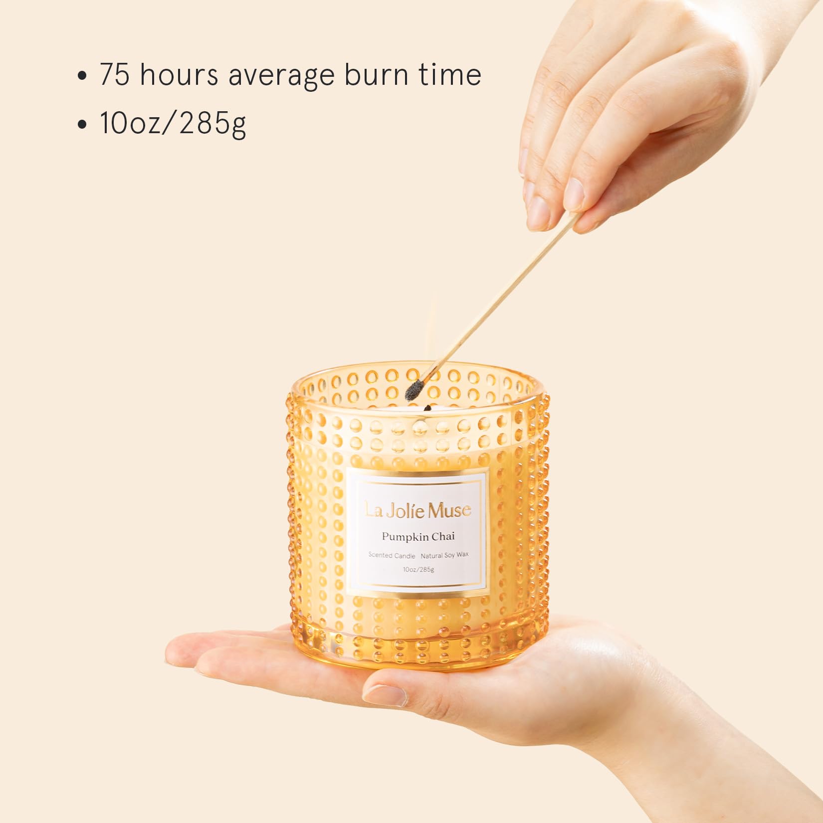 LA JOLIE MUSE Pumpkin Chai Scented Candle, Fall Candles, Natural Soy Candles for Home Scented, 75 Hours Long Burning, 10 oz