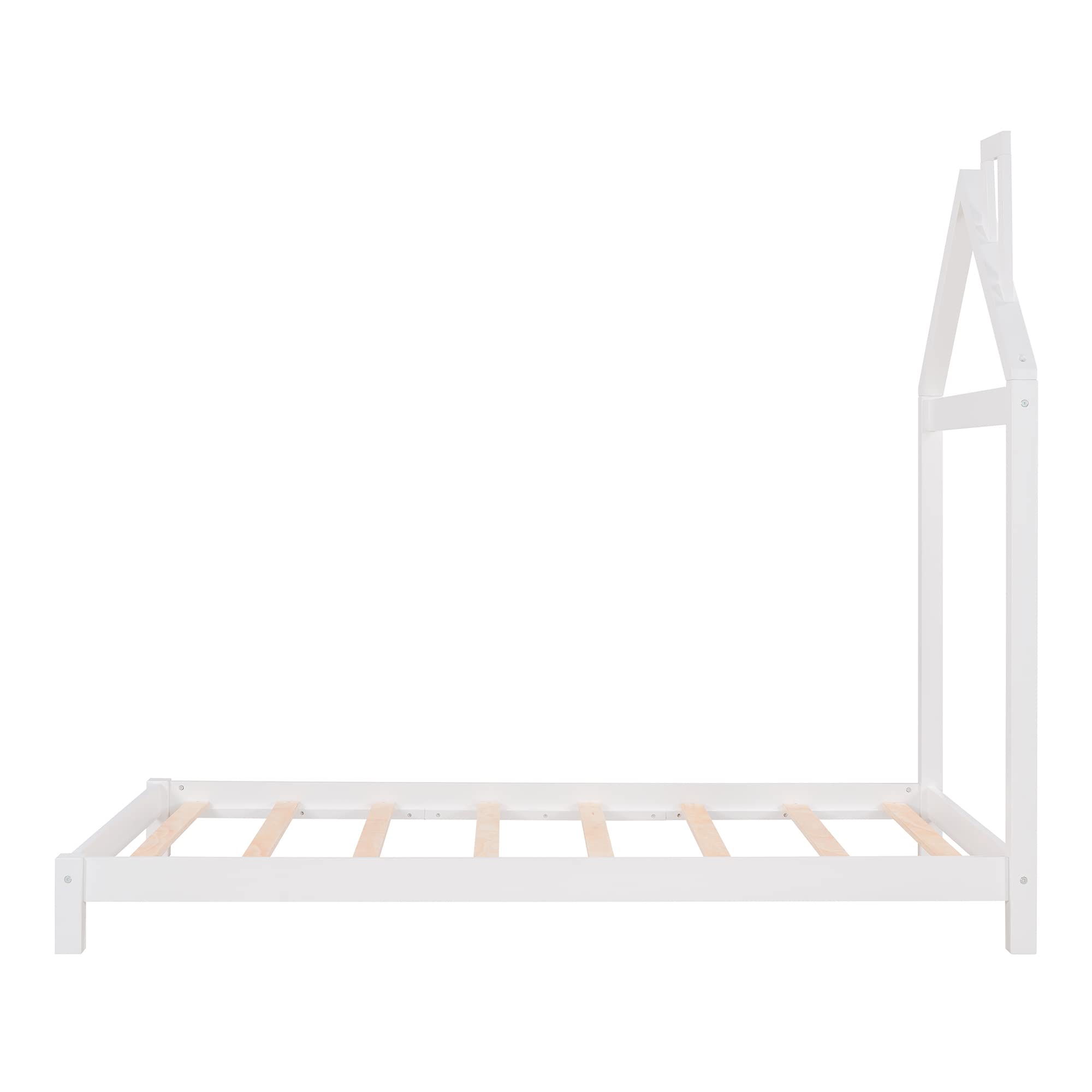 Twin Size House Platform Bed Frame Mattress Foundation with Headboard/No Box Spring Needed/Easy Assembly, White