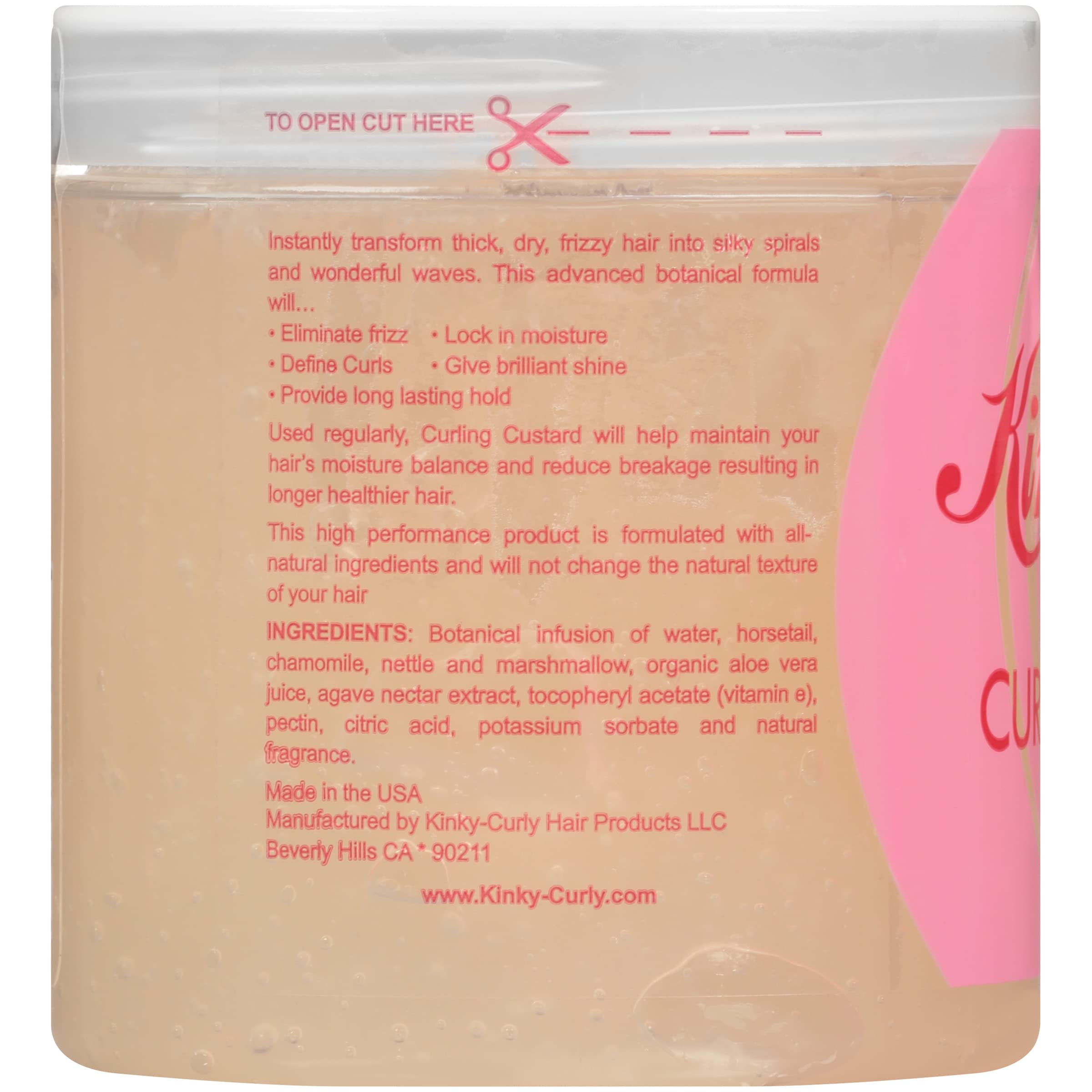 U/S/Kinky Curly Curl Cusard Gel 8oz - Definition Enhancing, Frizz-Fighting Formula for Textured Curls