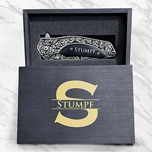 Classic Pocket Knife, Automatic Knife For Hunting, Outing, Stainless Steel Personalized Pocket Knife, Cool Knife for Dad, Husband, Boyfriend