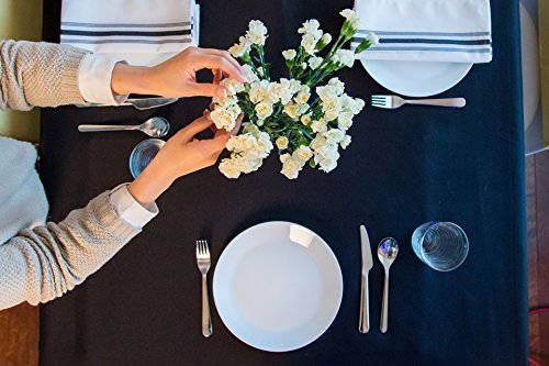 E-TEX Oblong Tablecloth - 90 x 156 Inch - Black Rectangle Table Cloth for 8 Foot Rectangular Table in Washable Polyester