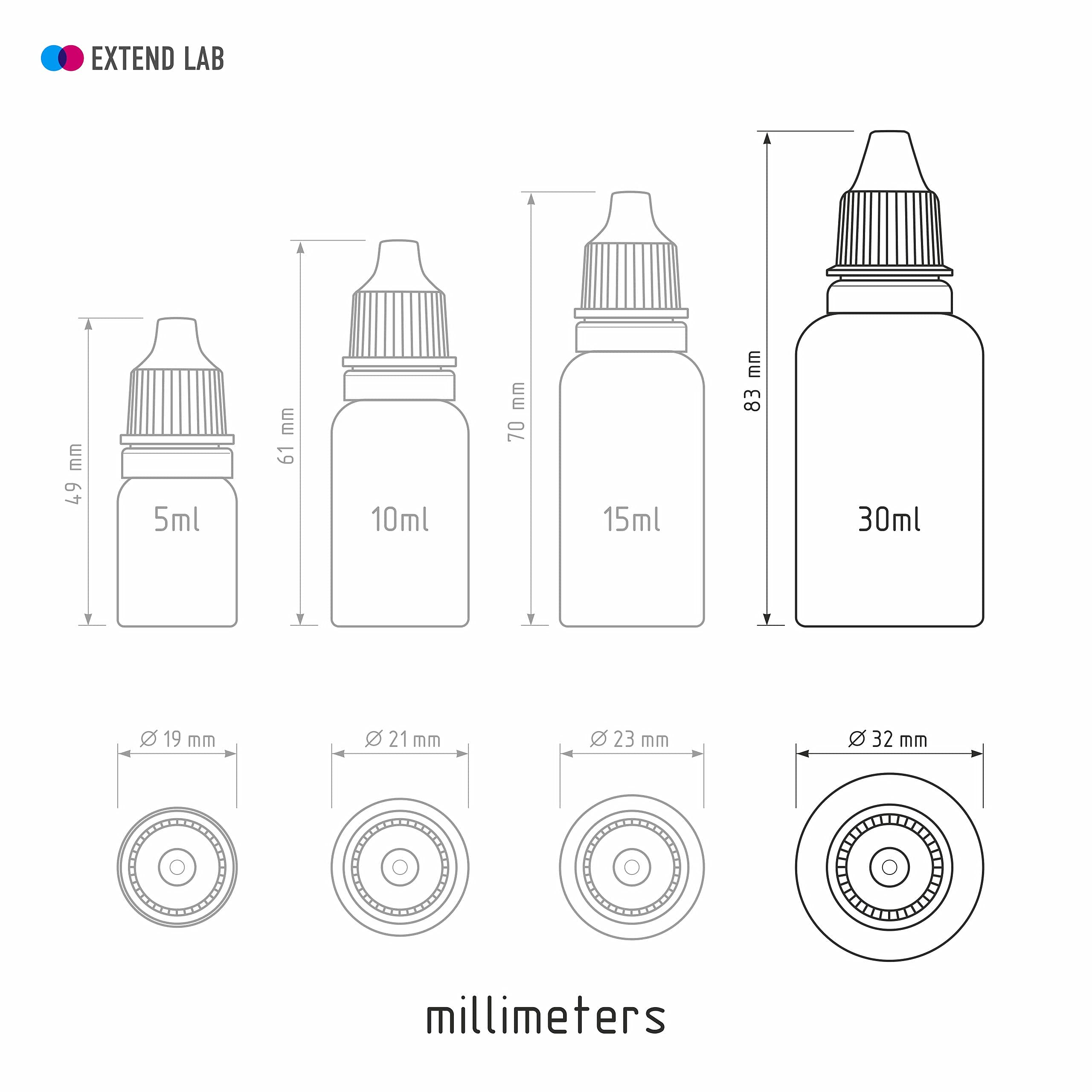 EXTEND LAB 30ml Plastic Dropper Bottle PACK OF 10 - Squeezable Eye Dropper Bottles - Refillable Mini Dropper Bottles with Srew Cap - Ideal for Essence, Oil