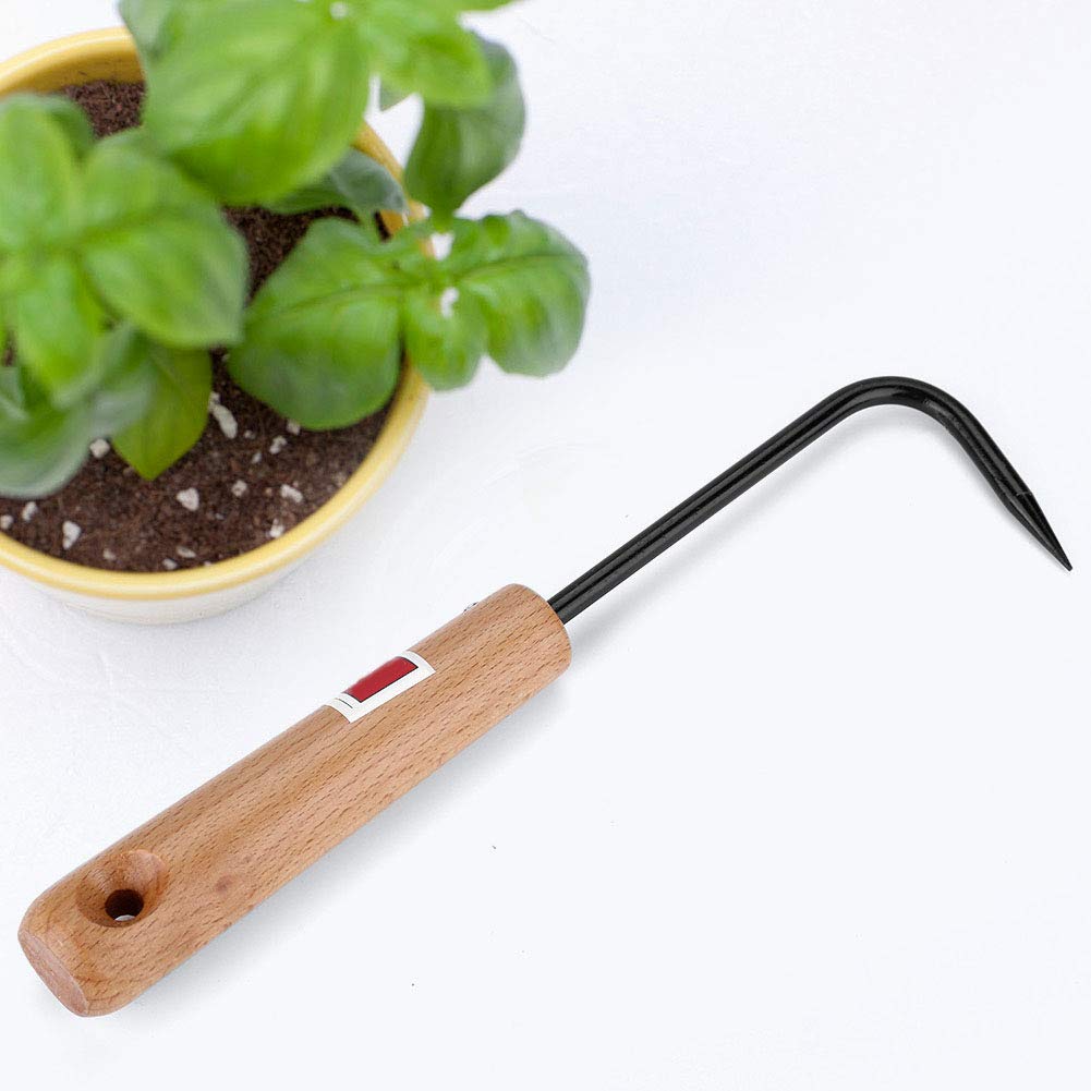 Bonsai Root Hook, Handle Weeder Garden Weeding Digging Cultivator Weed Remover Tool Single-Claw for Home Outdoor Garden