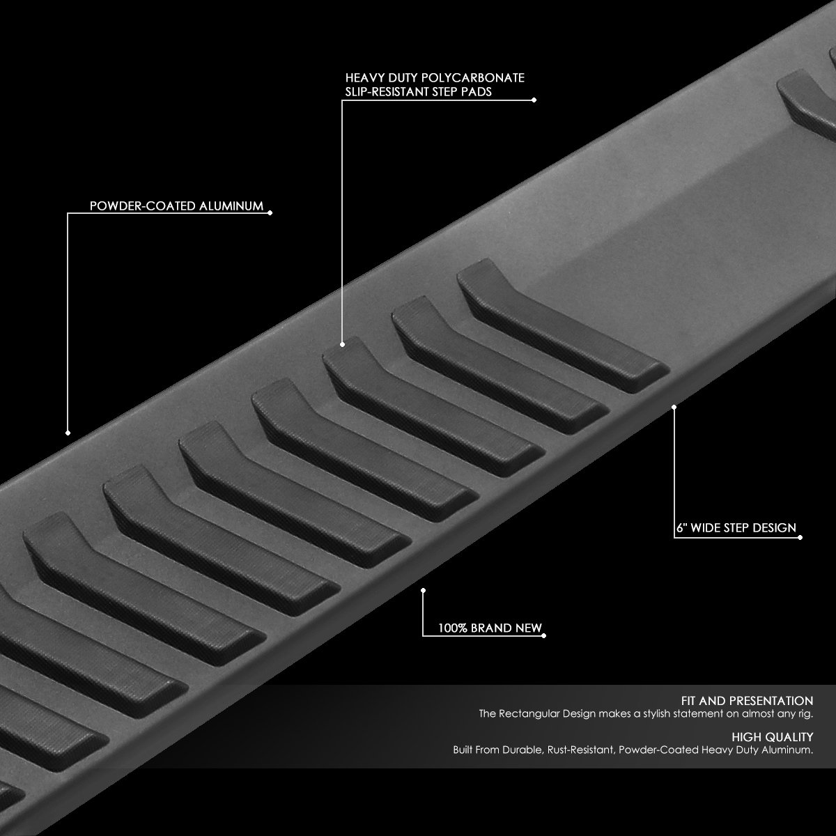 Auto Dynasty 6 Inches Running Boards Compatible with 2015-2024 Ford F-150, F-250, F-350 Supercrew Cab, Aluminum Black Powder-Coated Side Steps, Nerf Bars